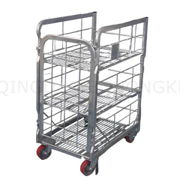 Dairy Trolley | 3 Folding Shelves Milk Cage Trolley Factory in China ...